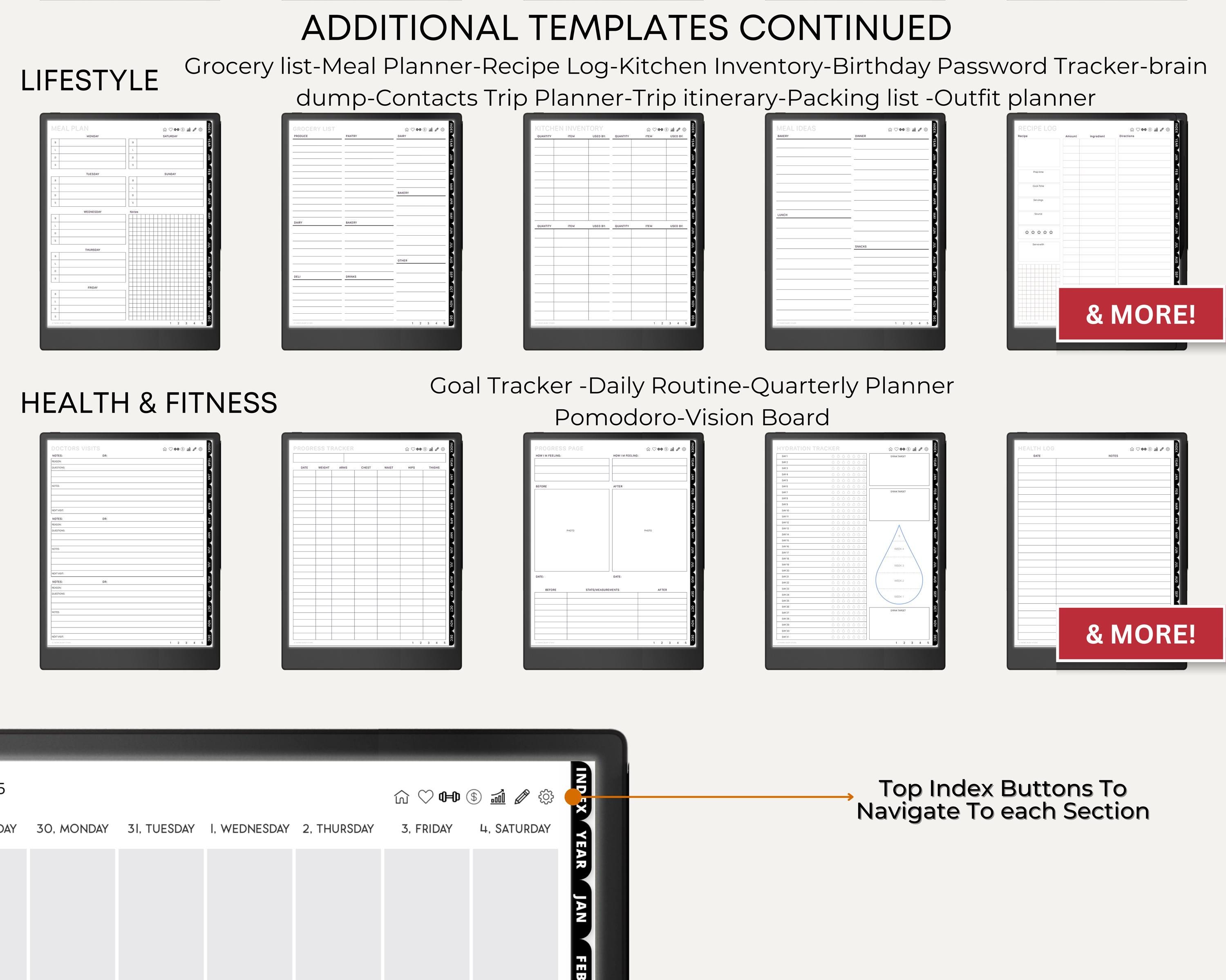 Monthly Calendar for Remarkable 2 2025 2026, Hyperlinked PDF Template ...