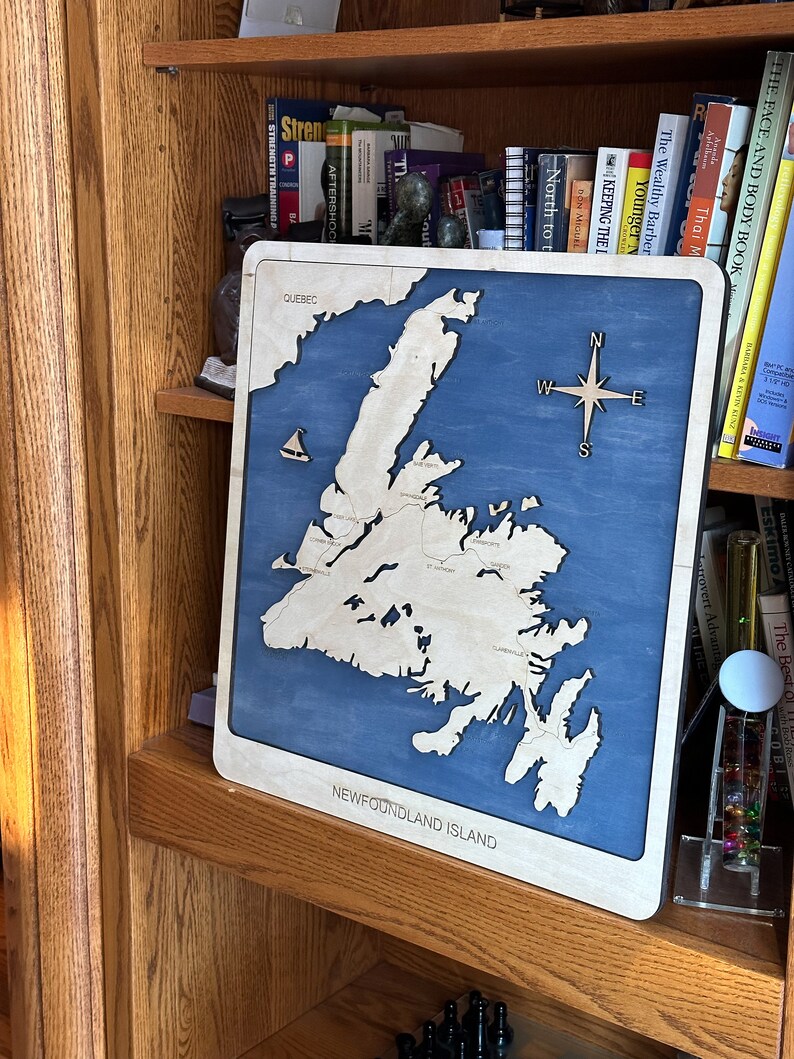 Newfoundland Island Map Wood Laser Decor - Etsy