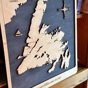 Newfoundland Island Map Wood Laser Decor - Etsy