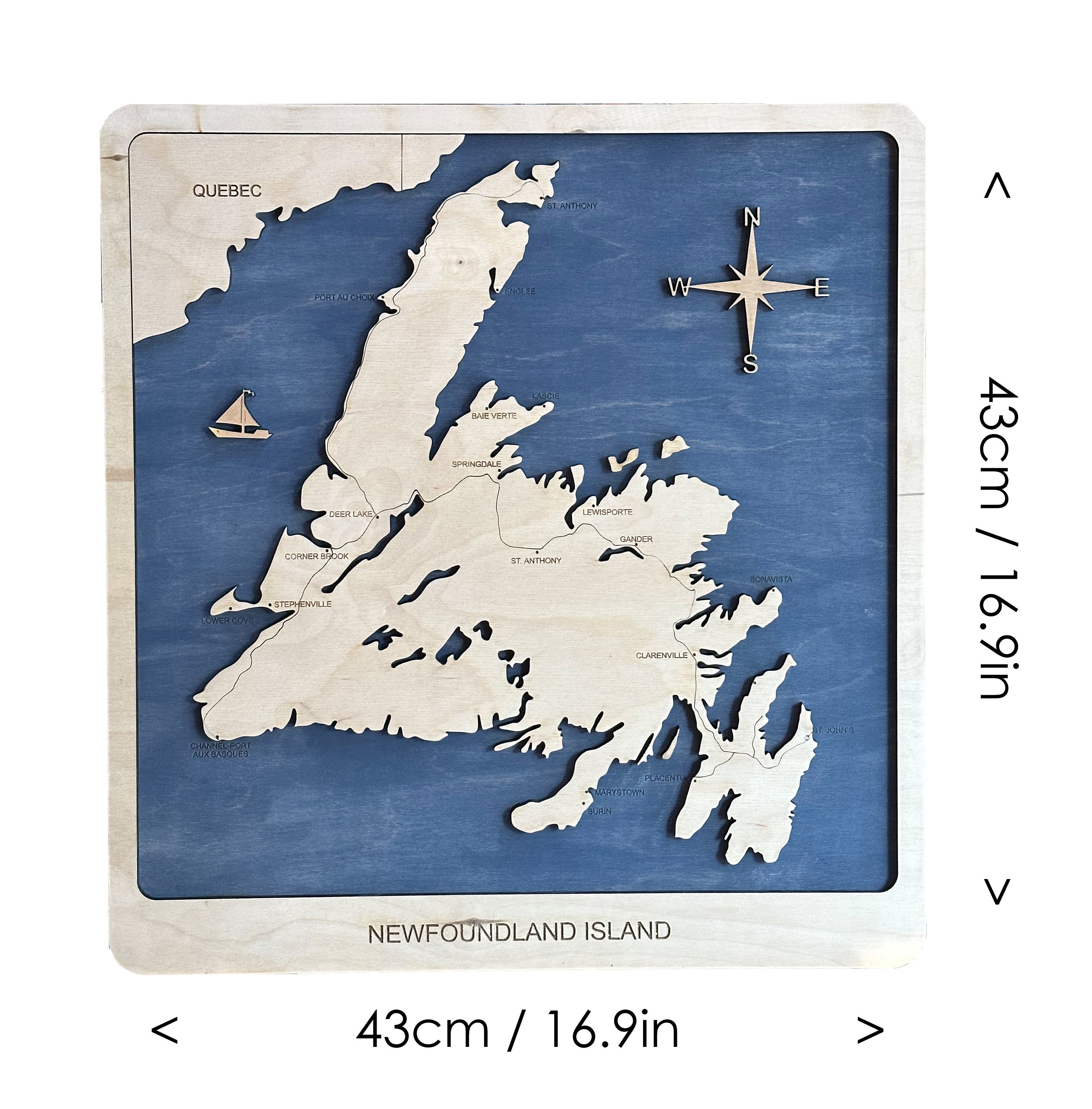 Newfoundland Island Map Wood Laser Decor - Etsy