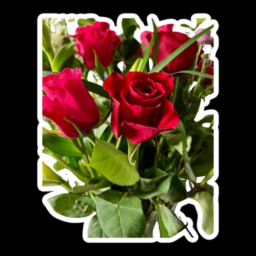 Red Roses Bouquet Sticker: Bubble-free Vinyl - Etsy