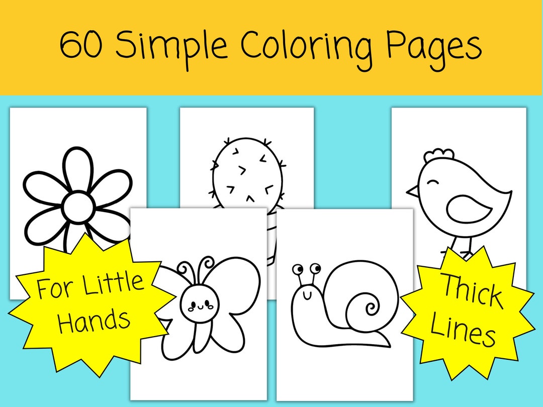 60 Coloring Pages Thick Lines Little Hands Simple - Etsy