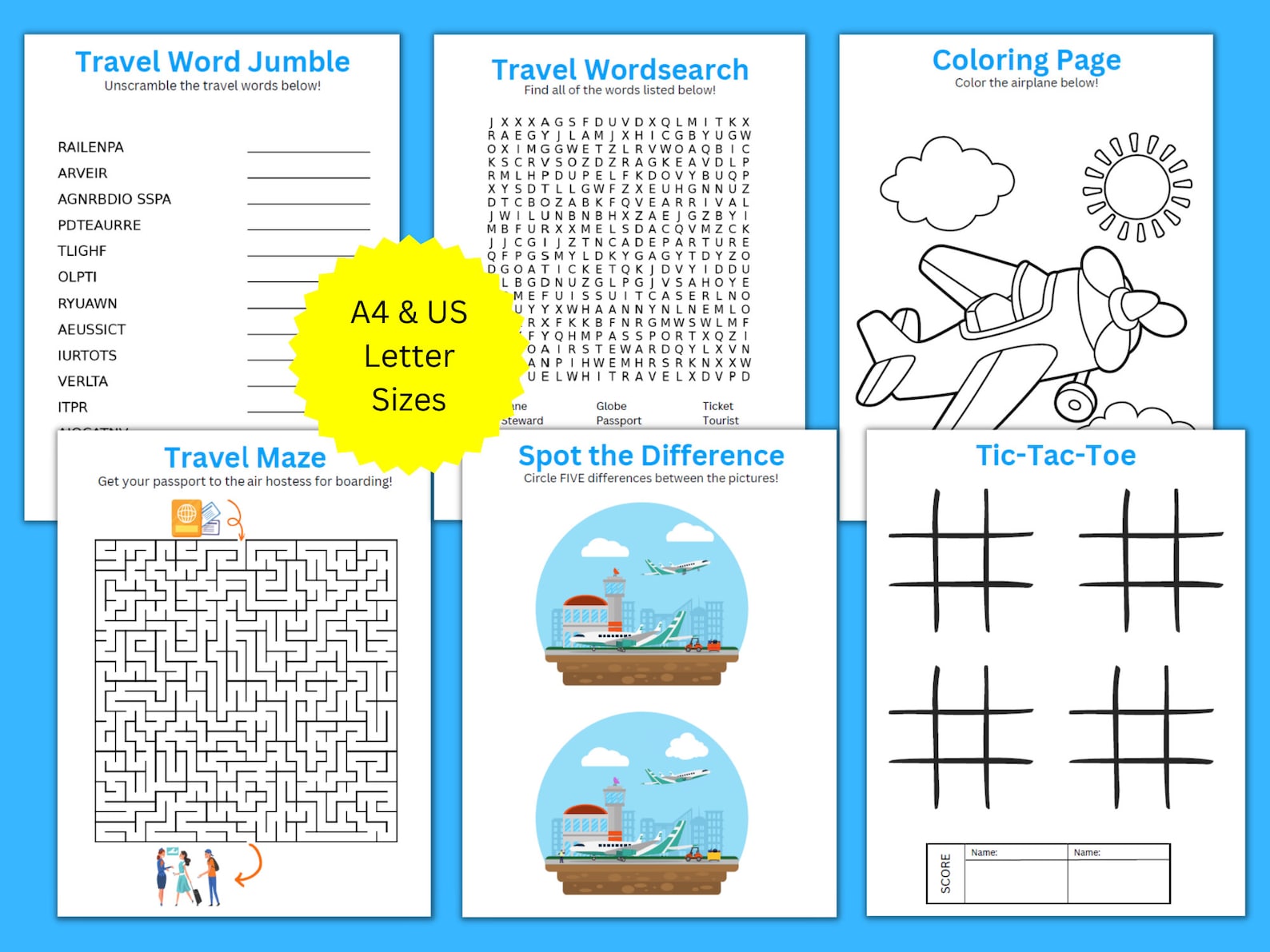 Travel Printable Activities for Kids Airport Airplane - Etsy