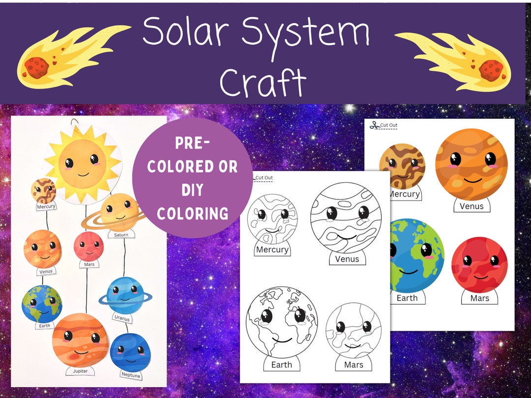 Solar System Mobile Door Hanging Craft Coloring Space - Etsy