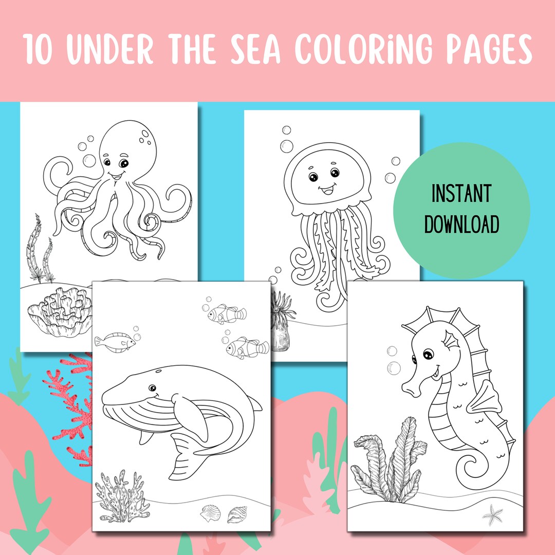 10 Under the Sea Coloring Pages Printable Instant Download Ocean ...