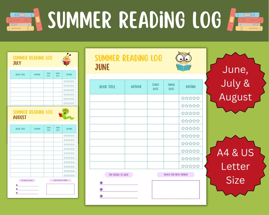 Summer Reading Log Printable Reading List Book Report - Etsy