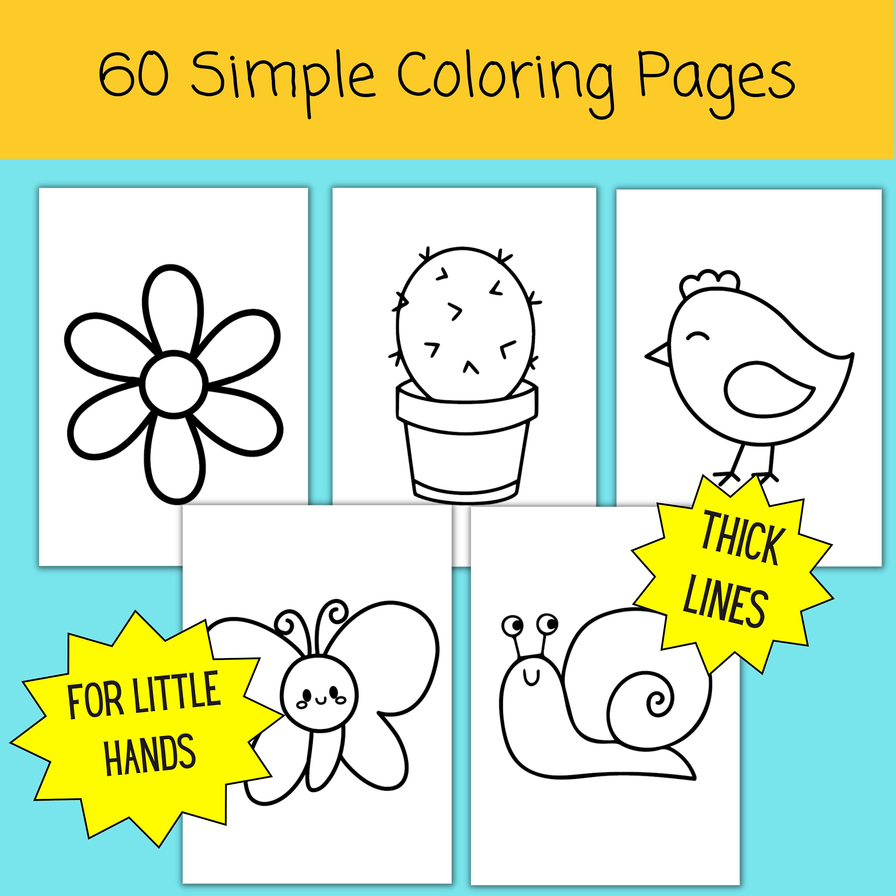 60 Coloring Pages Thick Lines Little Hands Simple Drawings Pre School ...