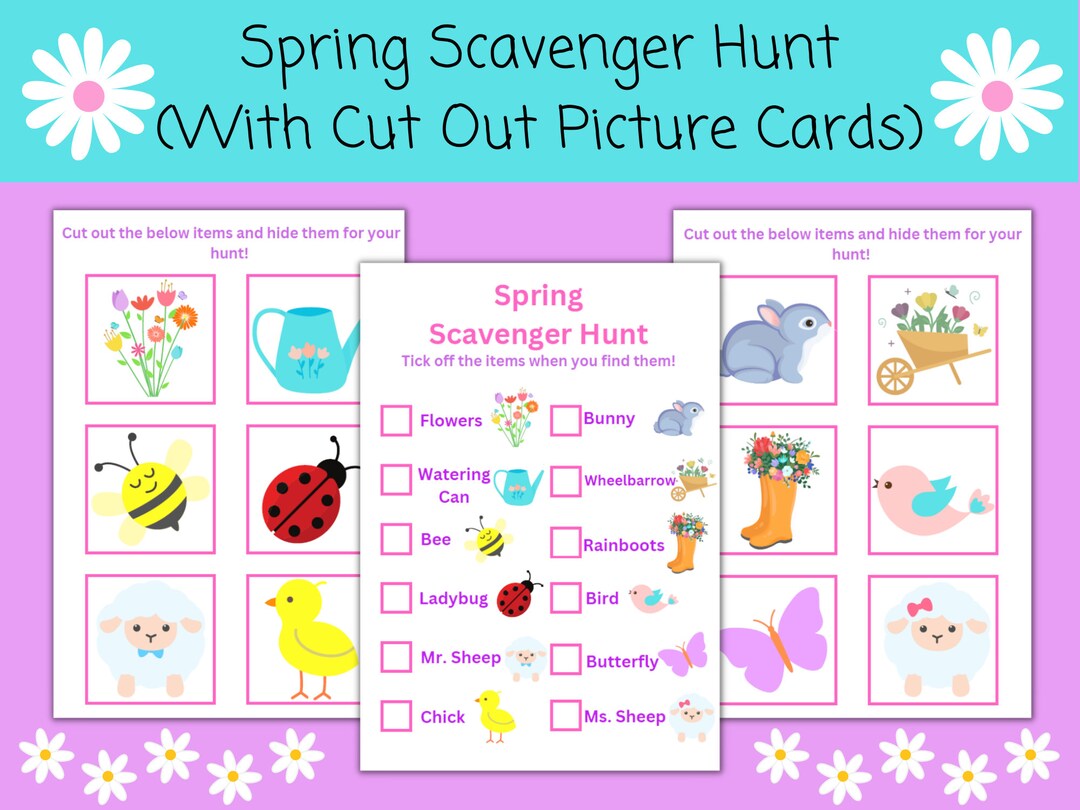 Spring Scavenger Hunt Picture Cards Instant Download - Etsy