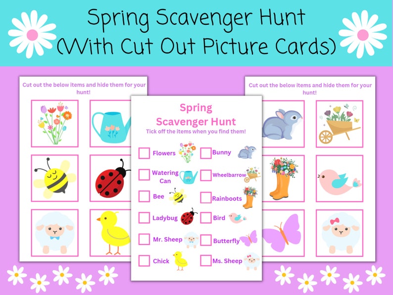 Spring Scavenger Hunt Picture Cards Instant Download - Etsy