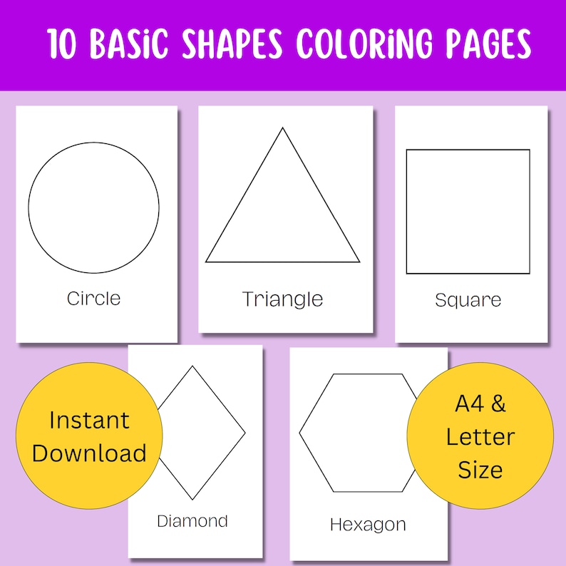 10 Shapes Coloring Pages | Easy Coloring | Little Hands | Geometry ...