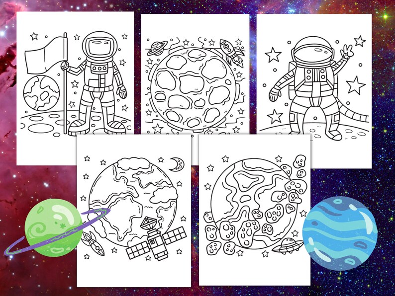 20 Space Coloring Pages Outer Space Science Planet - Etsy