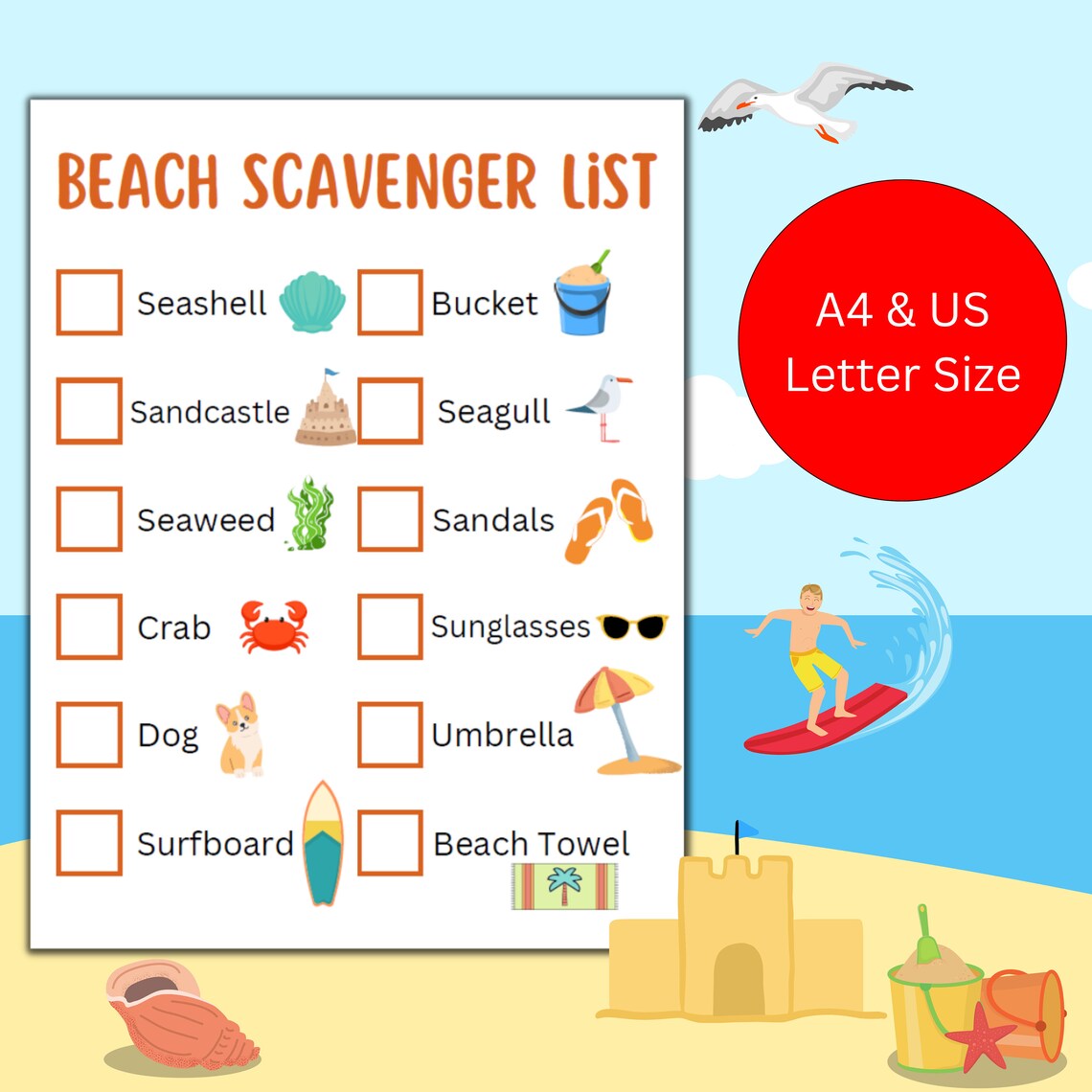 Beach Scavenger Hunt | I Spy | Summer Activity | Summer Printable ...