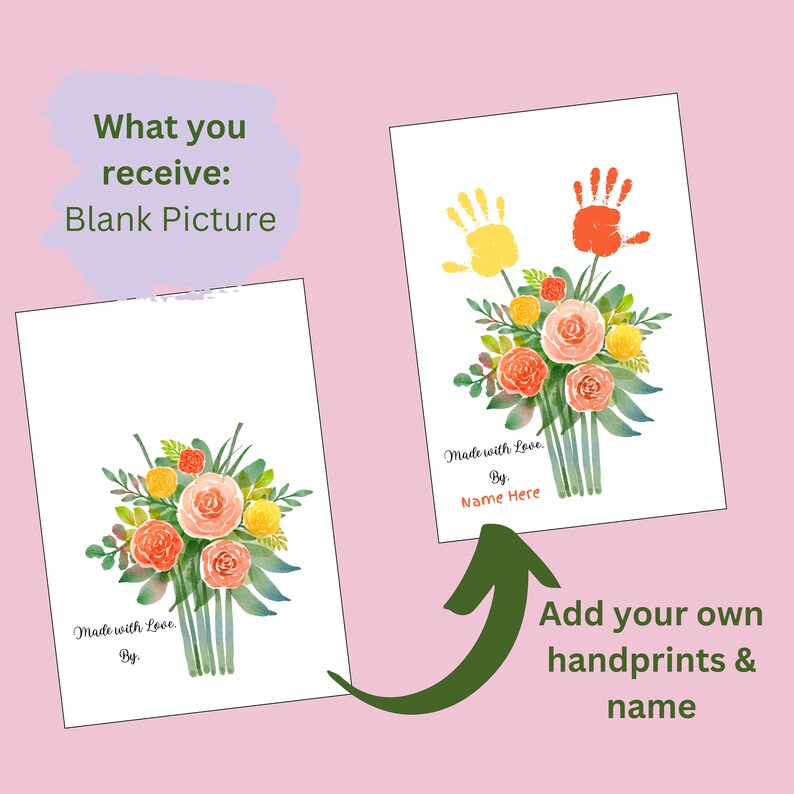 Mother's Day Handprint Art, Made With Love, Craft, Handprint Keepsake ...