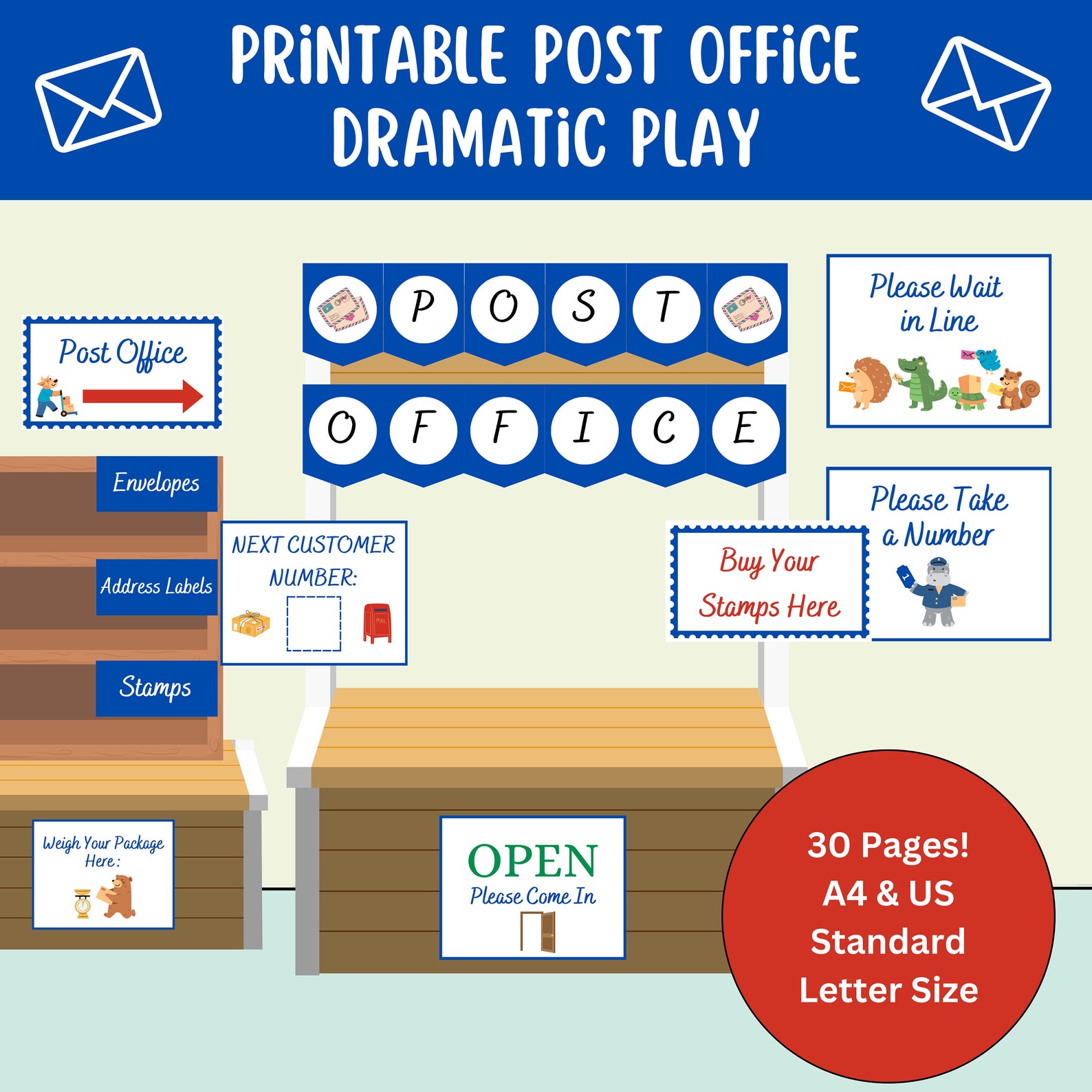 Post Office Bundle Kit | Printable | Dramatic Play | Make Believe ...