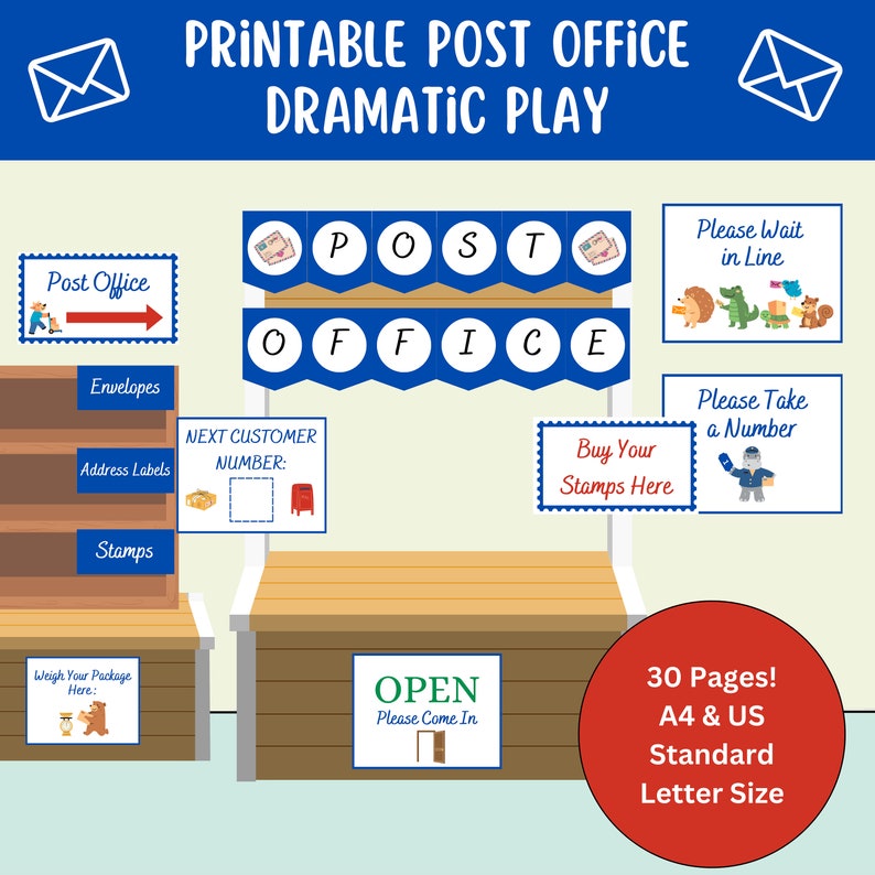 Post Office Bundle Kit | Printable | Dramatic Play | Make Believe ...