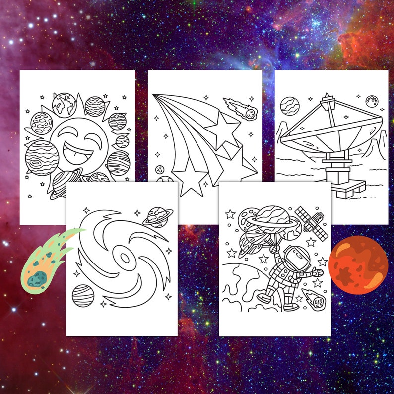 20 Space Coloring Pages Outer Space Science Planet Astronomy Solar ...