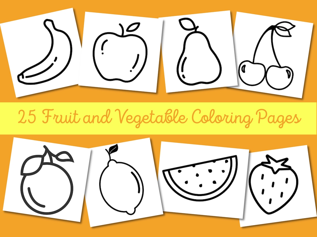 25 Fruit and Vegetable Coloring Pages - Etsy