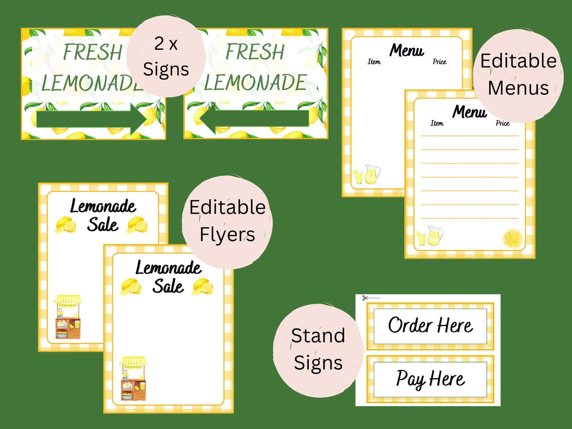 Lemonade Stand Bundle Kit Printable Customize Personalize - Etsy