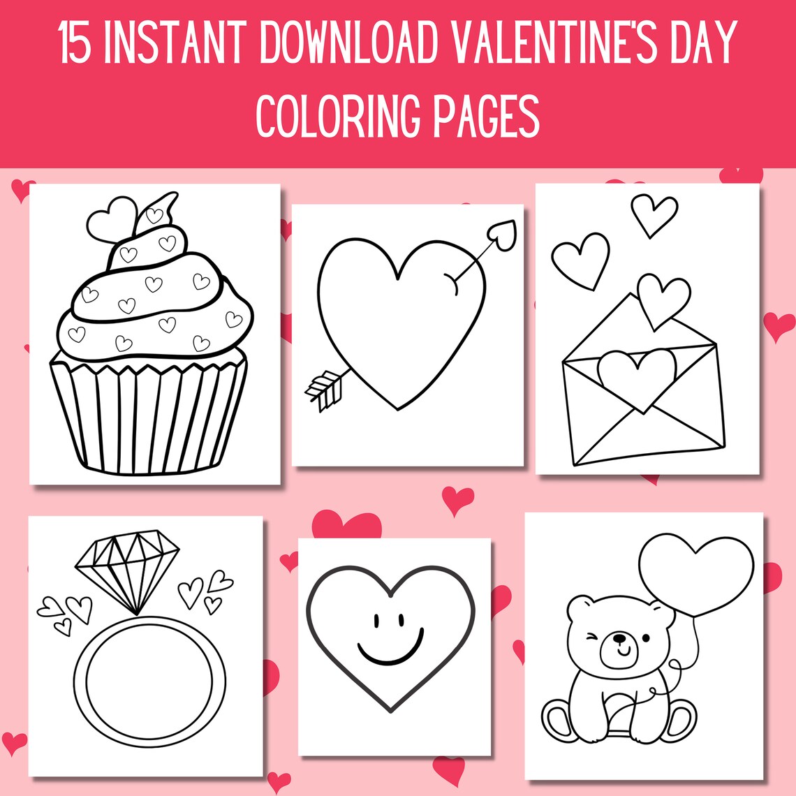 15 Valentine's Day Coloring Pages Love Heart February 14 Romance ...