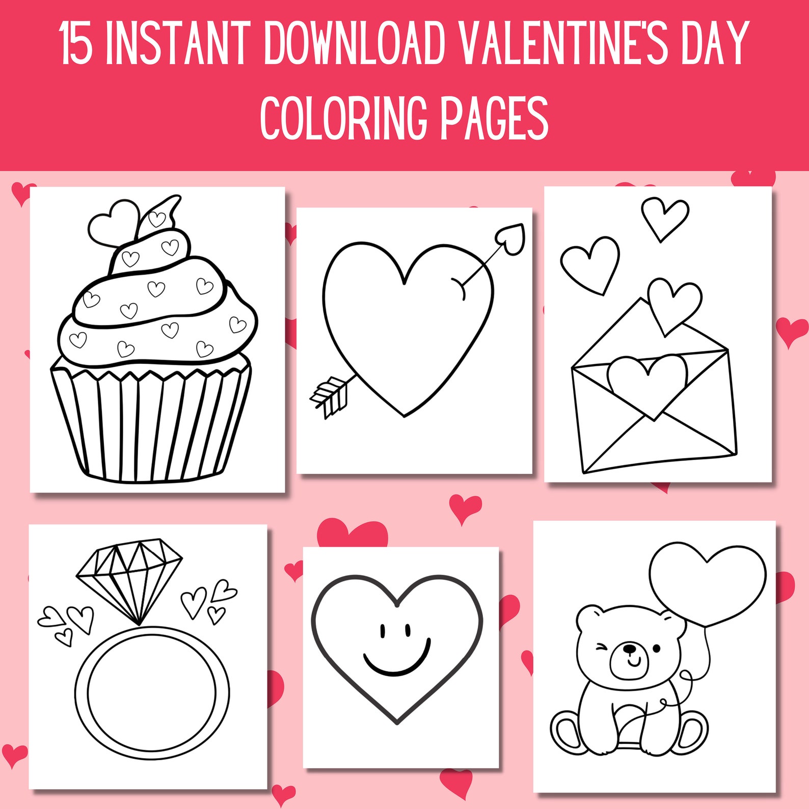 15 Valentine's Day Coloring Pages Love Heart February 14 Romance ...