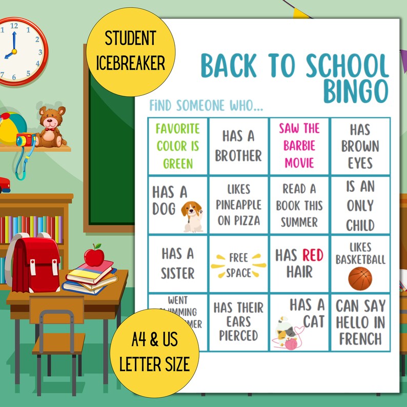 Student Bingo, Back to School, Student Icebreaker, Teacher Bingo ...