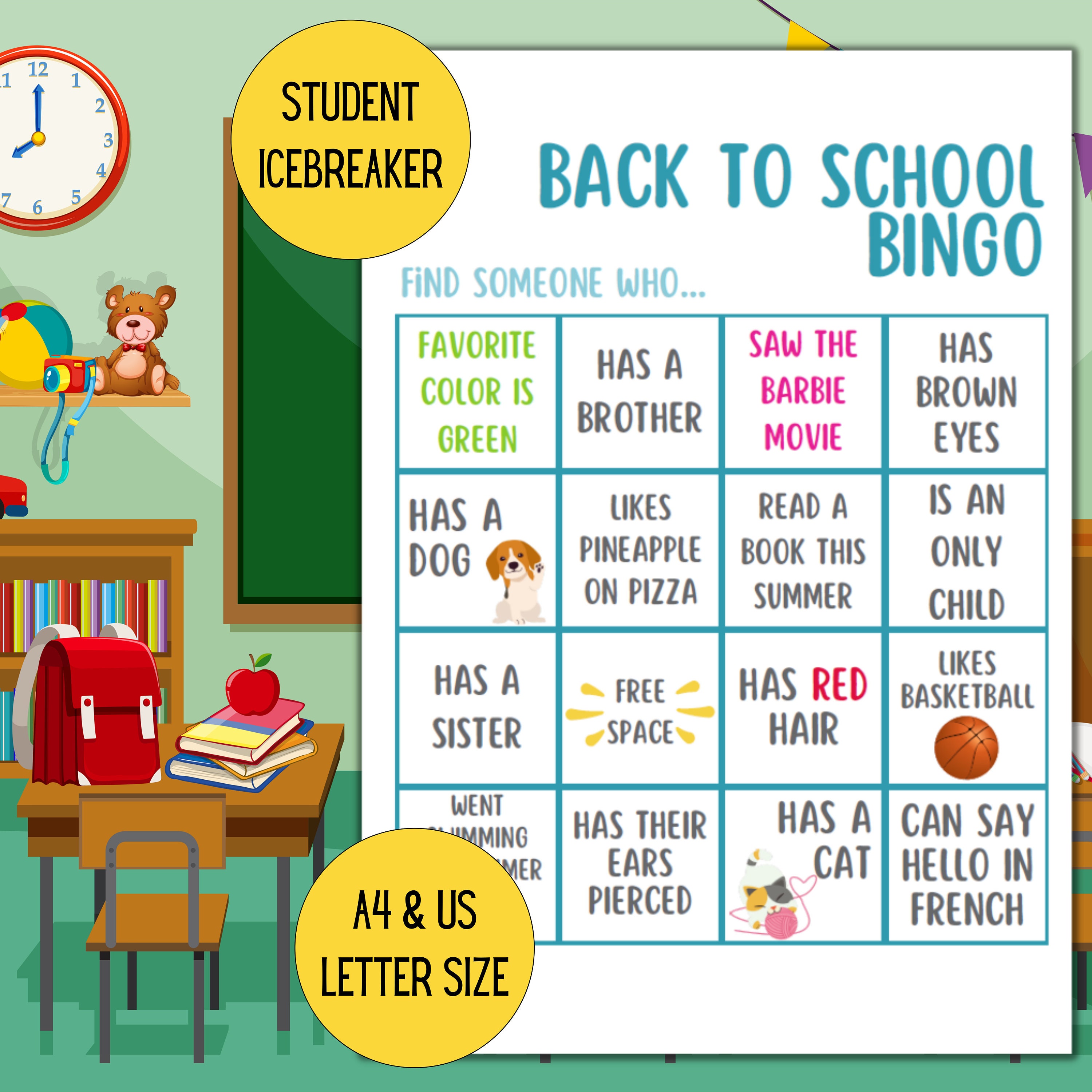 Student Bingo, Back to School, Student Icebreaker, Teacher Bingo ...