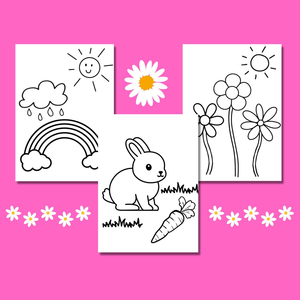 10 Spring Coloring Pages | Printable | Baby Chicken | Bunny | Rainbow ...