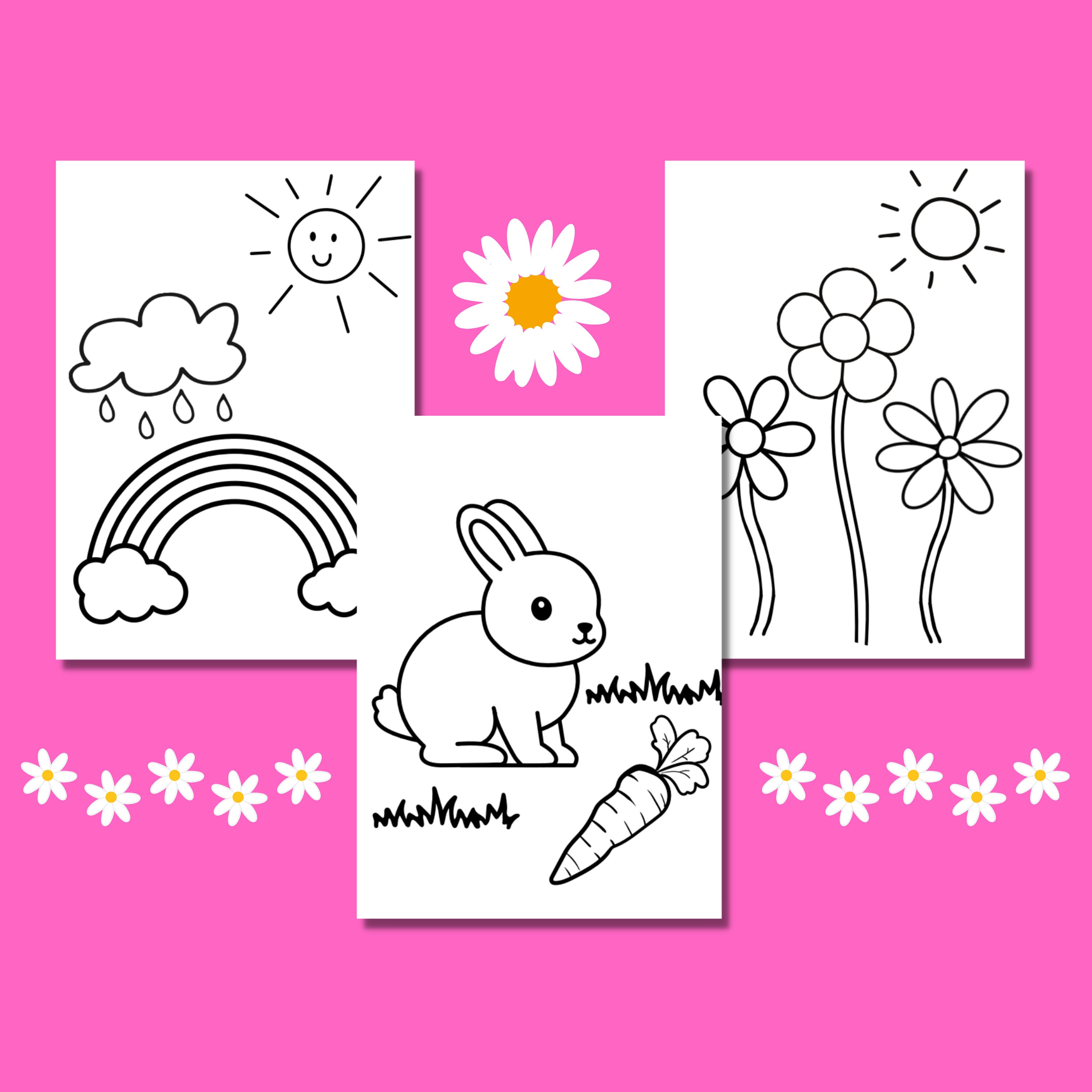10 Spring Coloring Pages | Printable | Baby Chicken | Bunny | Rainbow ...