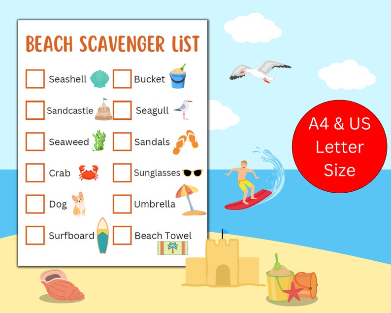 Beach Scavenger Hunt I Spy Summer Activity Summer - Etsy