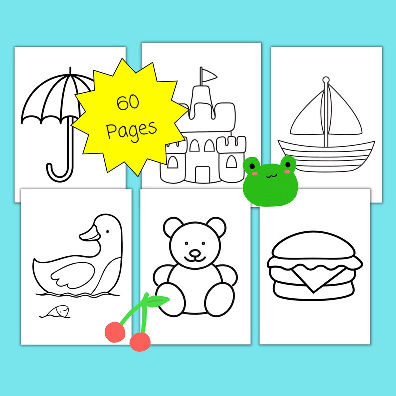60 Coloring Pages Thick Lines Little Hands Simple Drawings Pre School ...