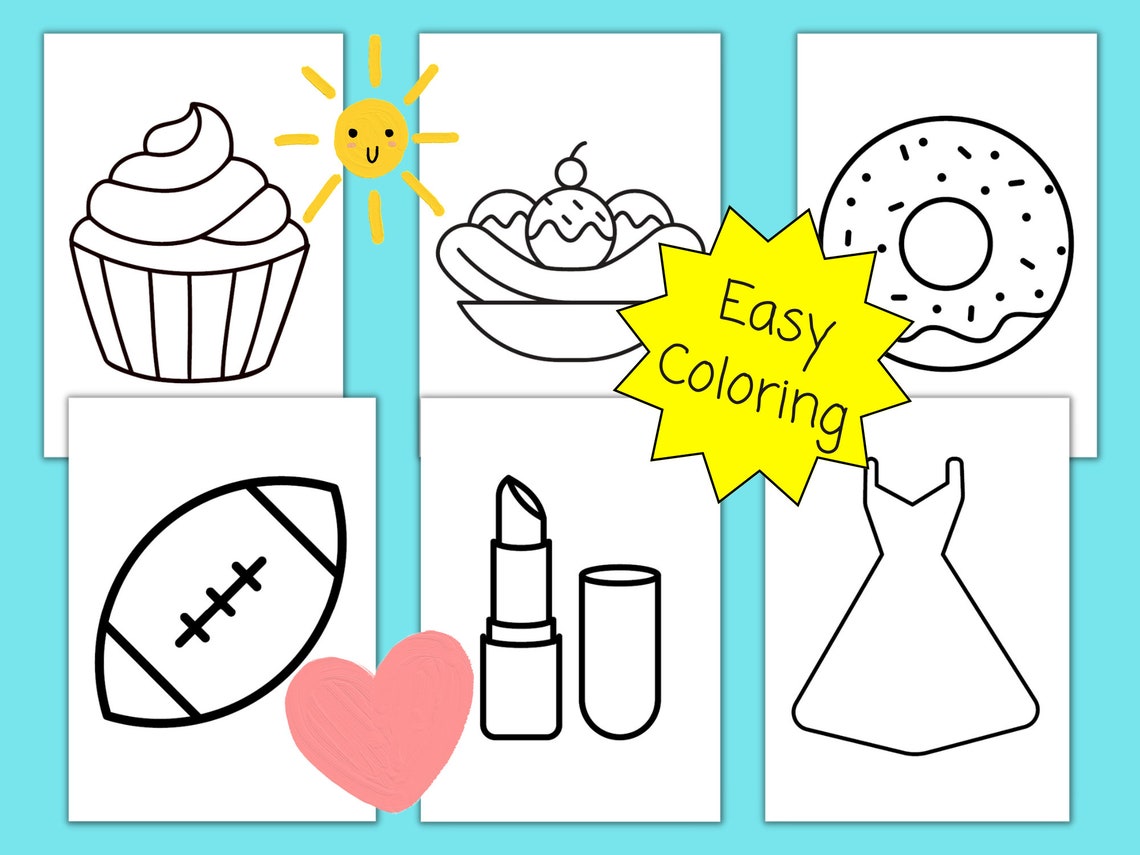 60 Coloring Pages Thick Lines Little Hands Simple - Etsy