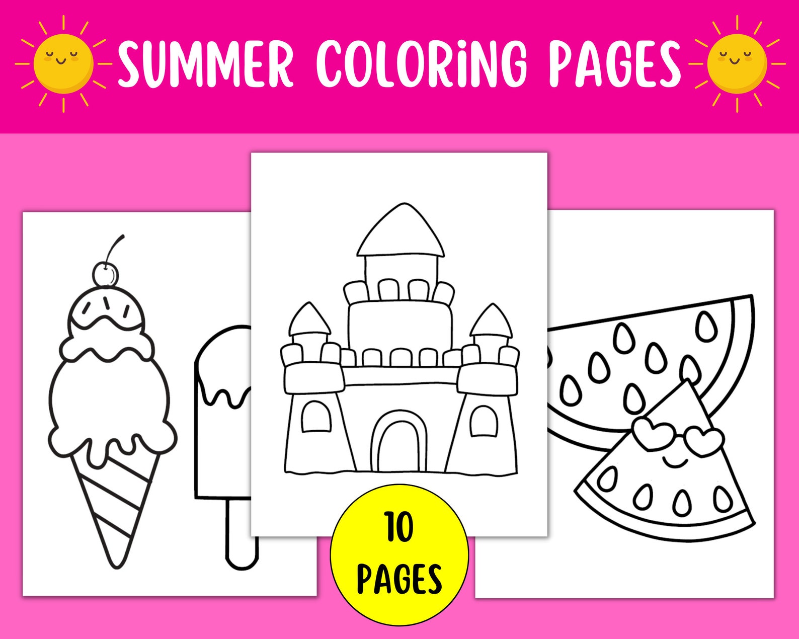 10 Summer Coloring Pages Printable Kindergarten Pre K - Etsy