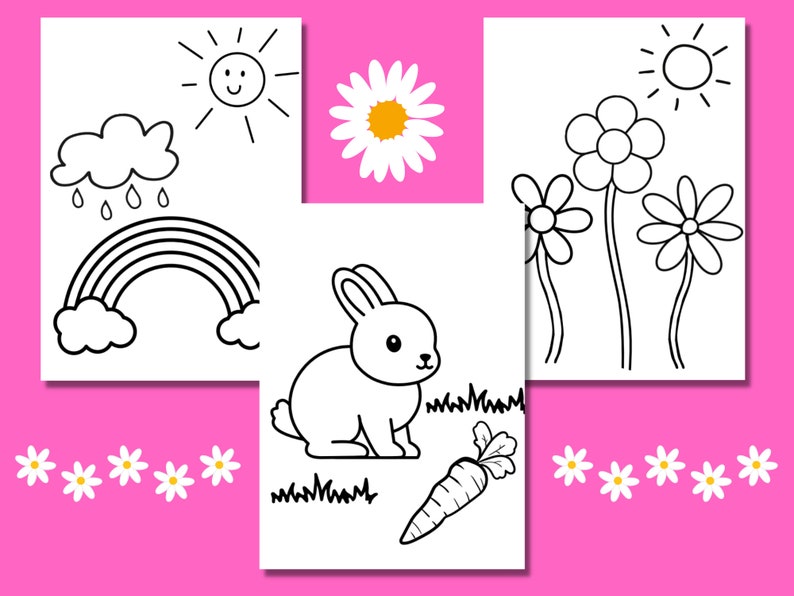 10 Spring Coloring Pages Printable Baby Chicken Bunny - Etsy