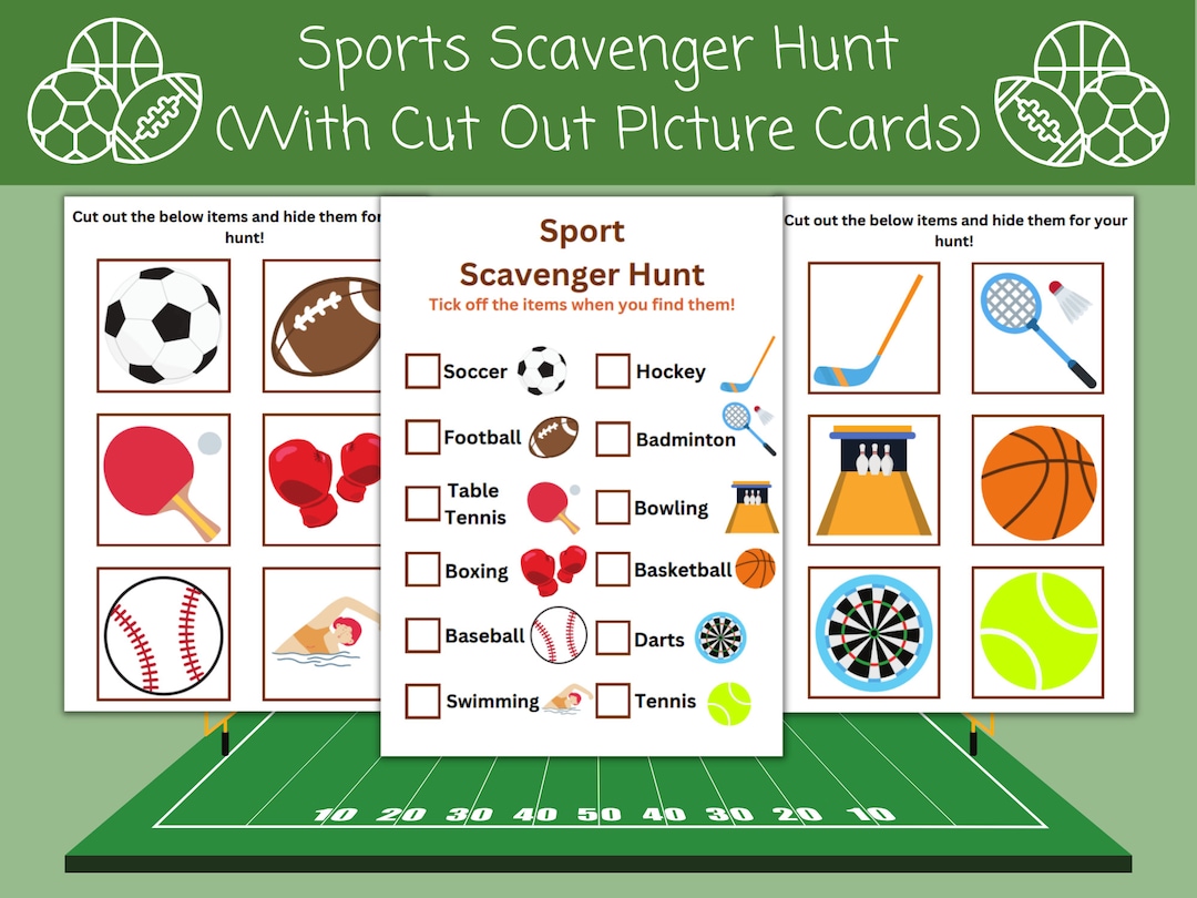 Sports Scavenger Hunt Picture Cards Printable Party Game - Etsy