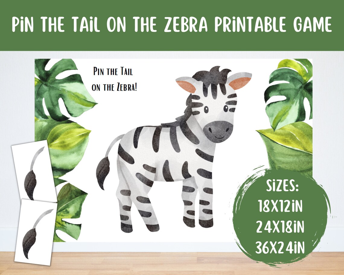Pin the Tail on the Zebra Birthday Party Game Jungle Theme - Etsy