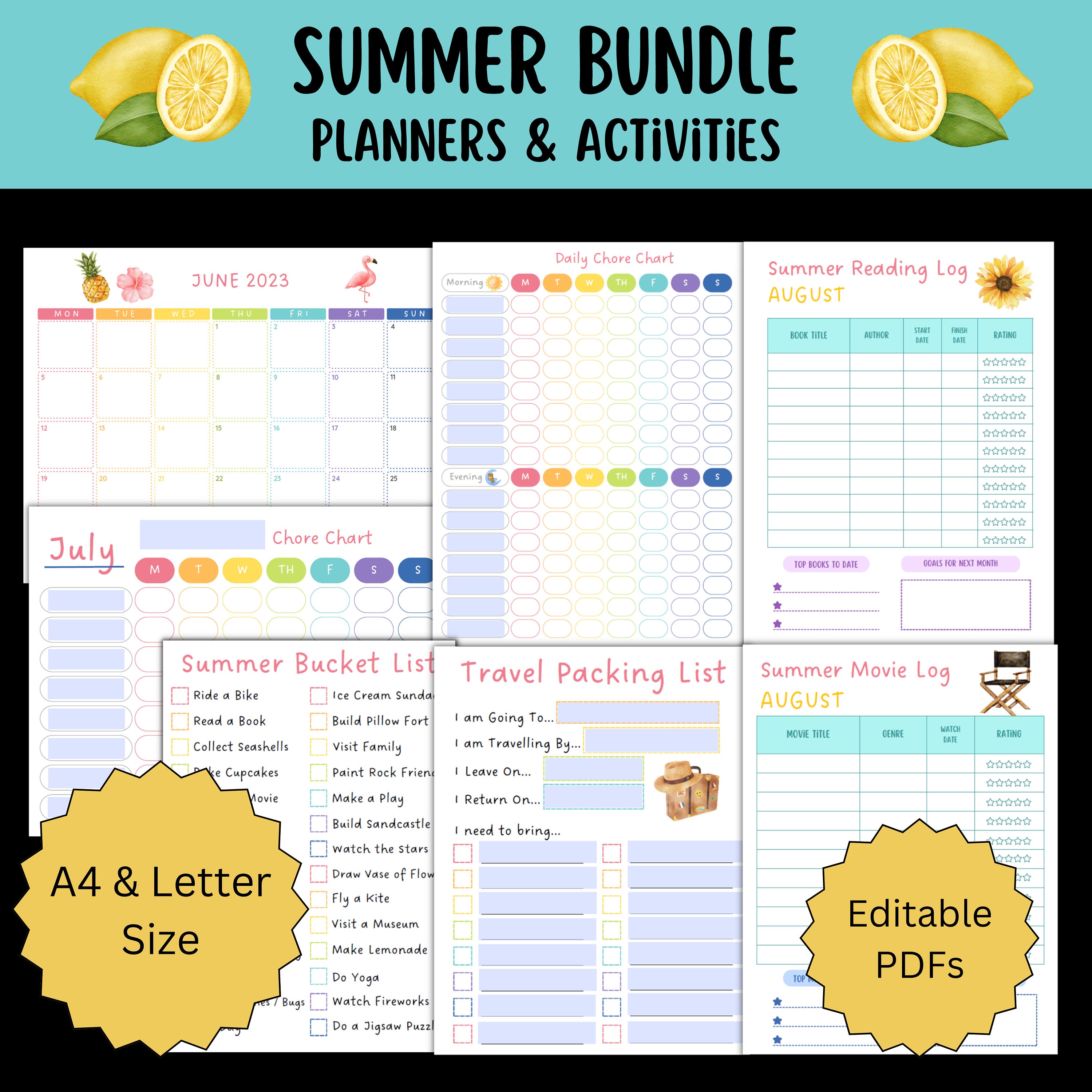 Printable Summer Bundle, Summer Planner Bundle, Summer Activity Bundle ...