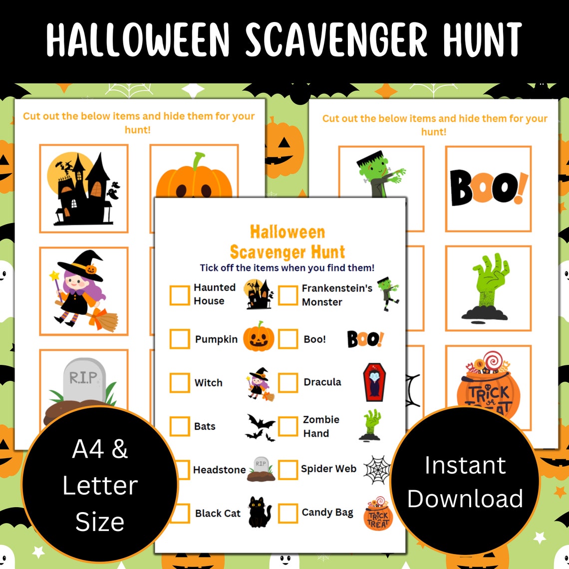 Halloween Scavenger Hunt, Printable, Picture Card, Hide and Seek ...