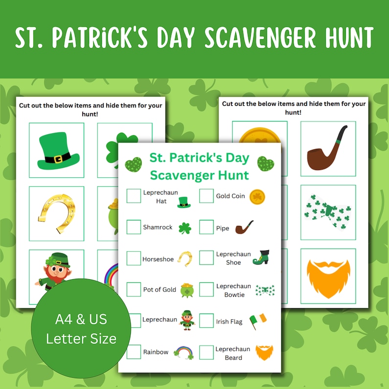 St Patricks' Day Scavenger Hunt With Printable Picture Cards Instant ...