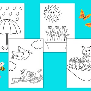 10 Spring Coloring Pages Printable Ladybug Caterpillar - Etsy