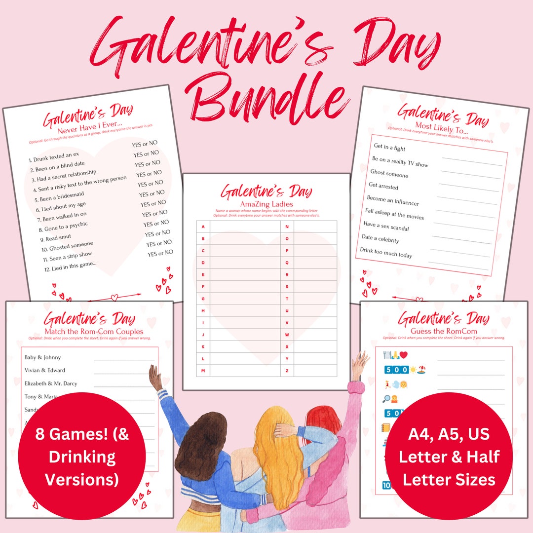 Galentine's Day Party Bundle, Digital Activity Games, Printable, Best ...