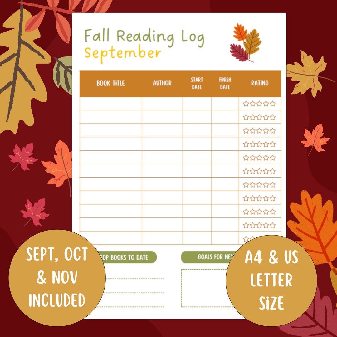 Fall Autumn Reading Log | Printable Reading List | Book Report | Kids ...