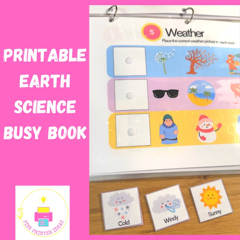 Earth Science Busy Book Printable Homeschool Kindergarten - Etsy
