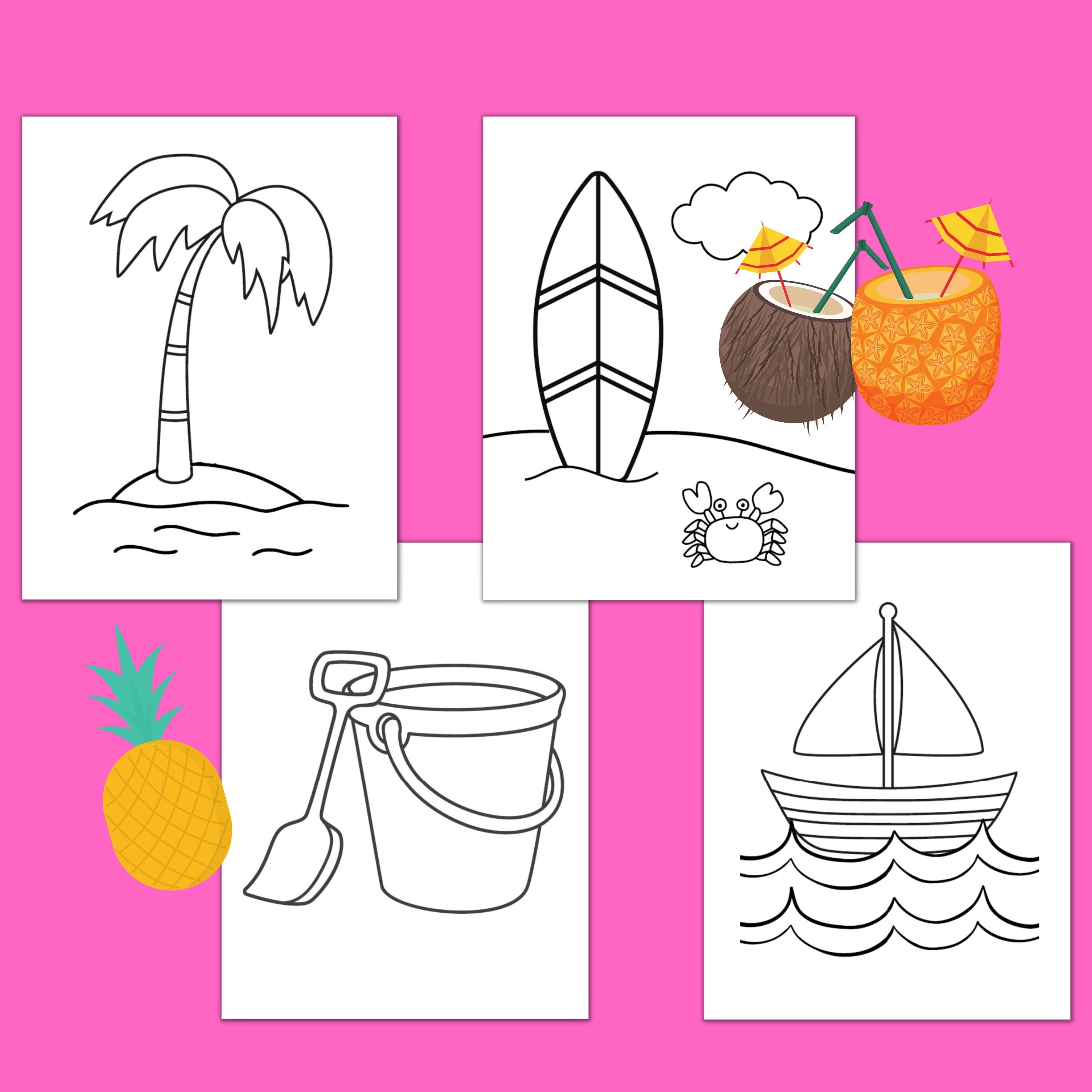 10 Summer Coloring Pages Printable Kindergarten Pre K Instant Download ...