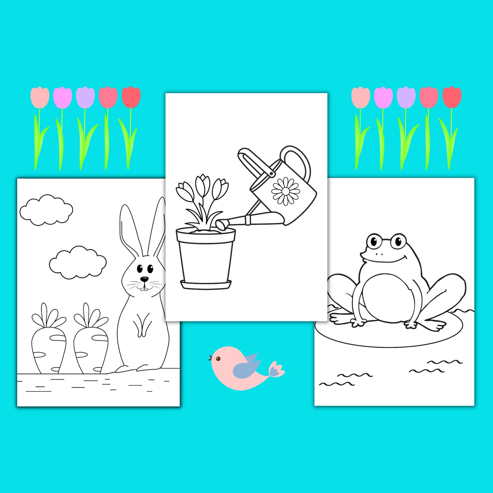 10 Spring Coloring Pages | Printable | Ladybug Caterpillar | Bird ...