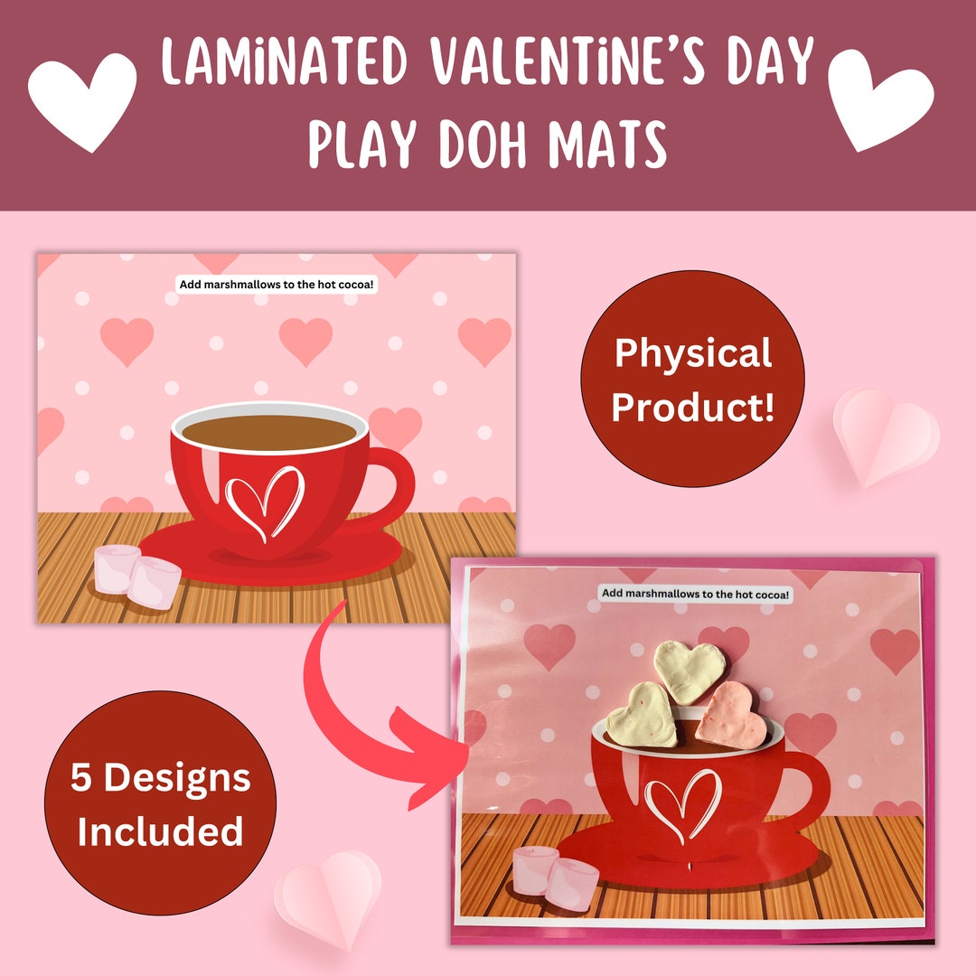 Play Doh Mats Laminated, Valentine's Day, Play Dough Mat, Play Mat ...