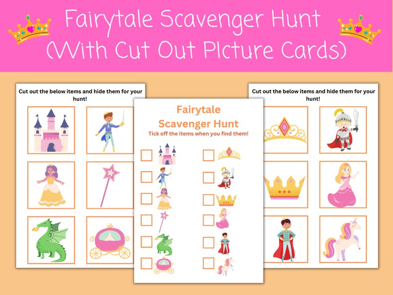 Fairytale Scavenger Hunt Picture Cards Fairytale Fantasy - Etsy