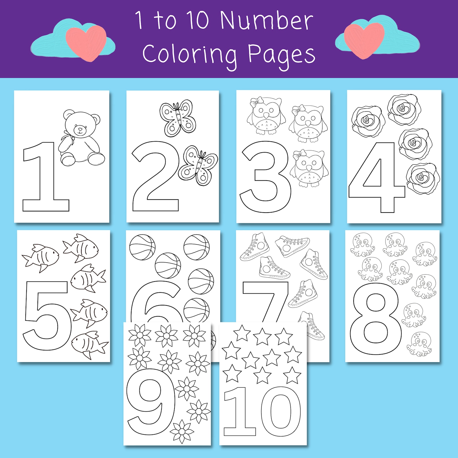 Numbers Coloring Pages | 1 to 10 | Counting | Mathematics | Math for ...