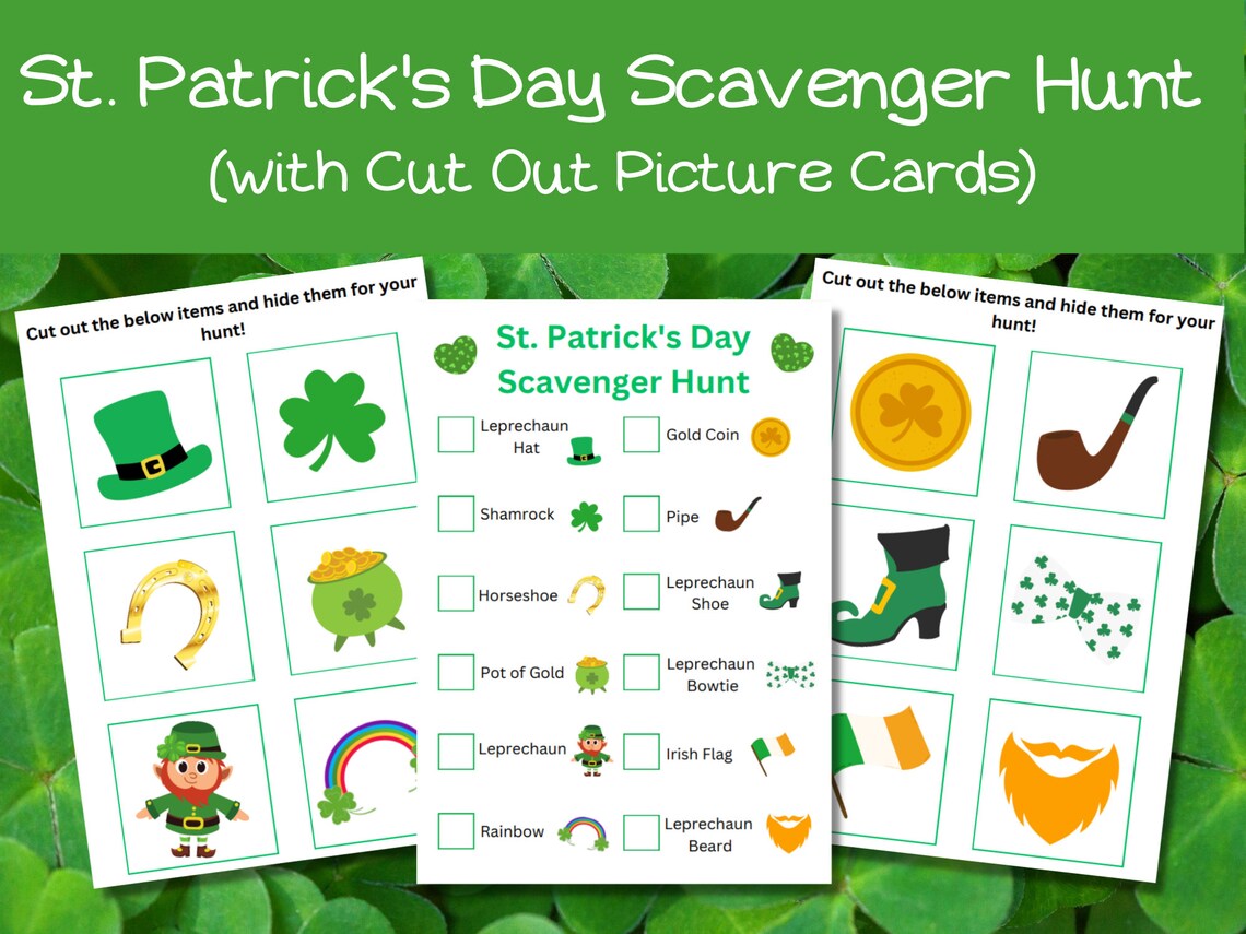 St Patricks' Day Scavenger Hunt With Printable Picture Cards Instant ...