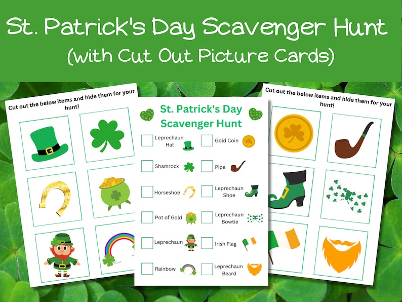 St Patricks' Day Scavenger Hunt With Printable Picture Cards Instant ...