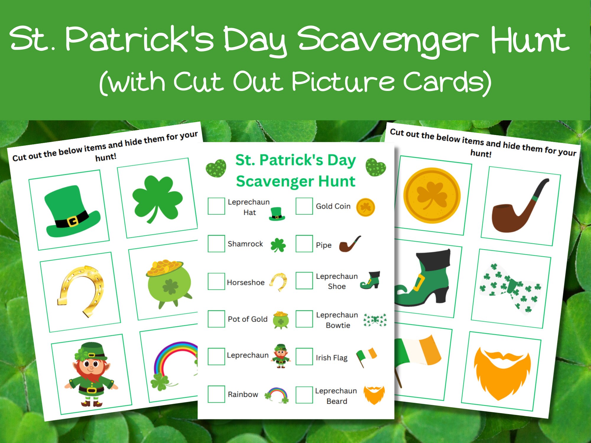 St Patricks' Day Scavenger Hunt With Printable Picture Cards Instant ...